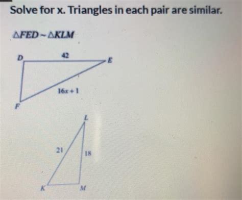 solve for x triangles in each pair are similar fedsim klm