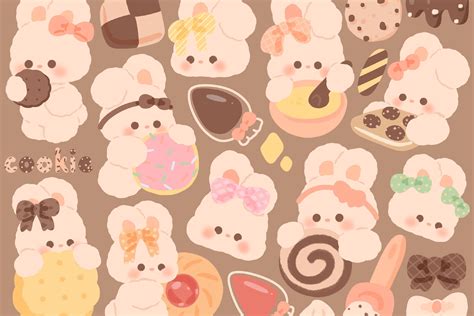 Cute Kawaii Printable Chibi Cookie Bunny Graphic By Craaftyqueen