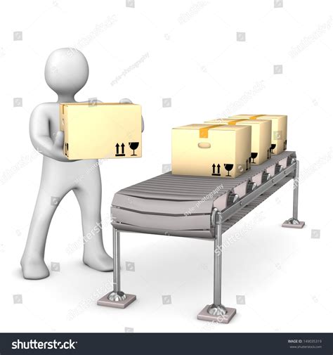 White Cartoon Character Carton Assembly Line Stock Illustration