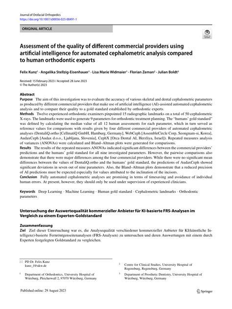 Pdf Assessment Of The Quality Of Different Commercial Providers Using Artificial Intelligence