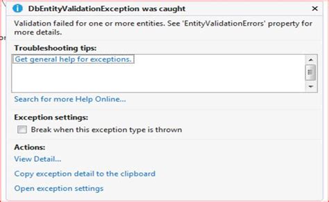 Validation Failed For One Or More Entities Mvcentity Framework 50