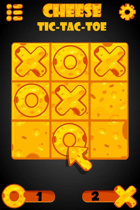 Adobe Illustratotic Tac Toe In Cheese Style Ui Game With Cursor Arrow Cartoon Strategy Game