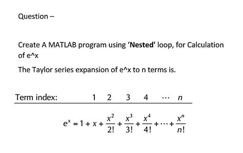 Solved Question Create A Matlab Program Using Nested