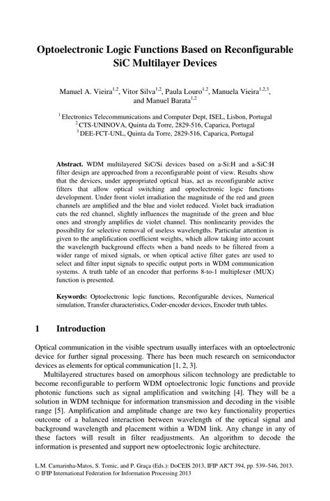 Pdf Optoelectronic Logic Functions Based On Reconfigurable Sic