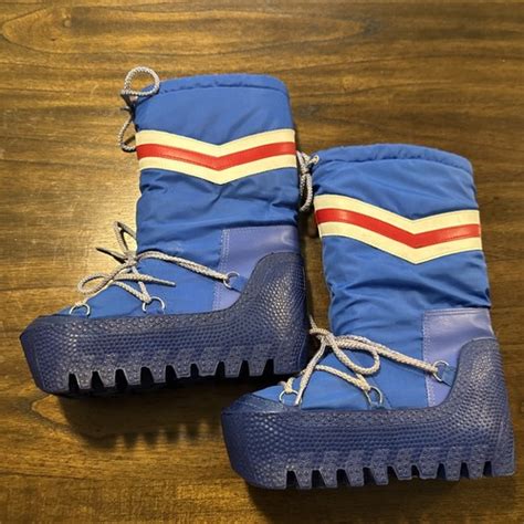 Vintage Lasco Moon Boots Blue White Red Laces 1980 Korea Size 3 4 Ebay