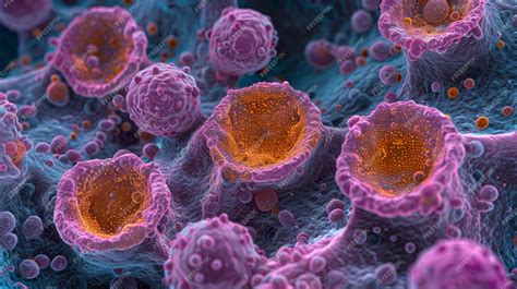 Premium Photo Detailed Microscopic Visualization Of Human Cells With Highlighting On The