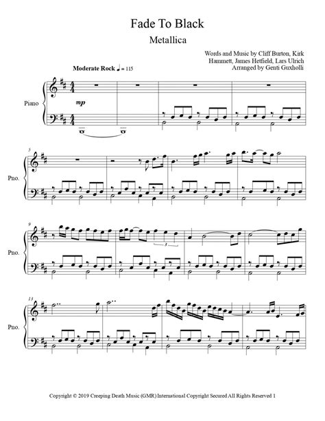 Metallica Fade To Black Piano Solo Littlesheetmusic