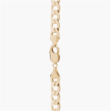 24 Mens Flat Beveled Curb Chain In 14k Yellow Gold 95 Mm