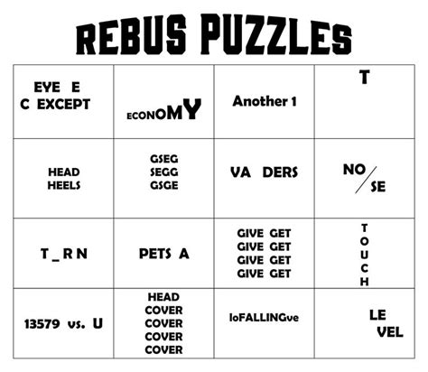 Rebus Puzzles Worksheets Printablee