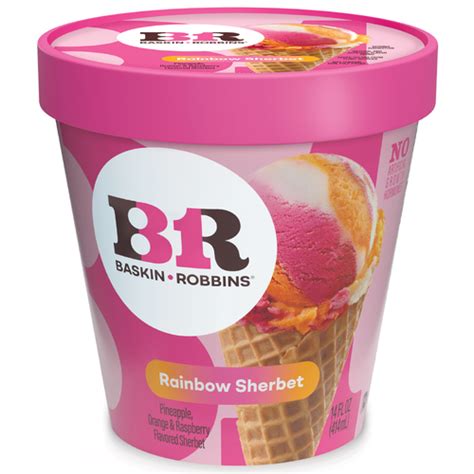 Baskin Robbins Pineapple Orange And Raspberry Flavored Sherbet Rainbow