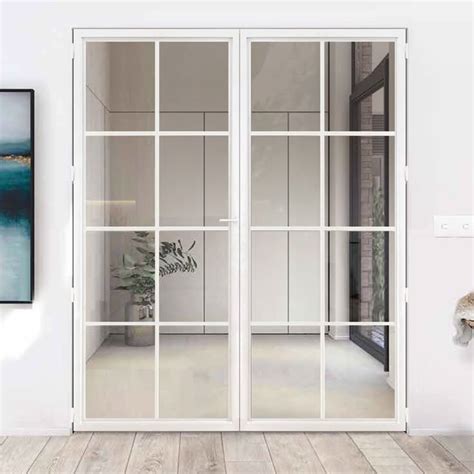 Classic 8 Steelit Industrial Style White Metal Glazed Double Door And