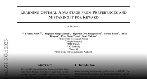 Paper Page Learning Optimal Advantage From Preferences And Mistaking It For Reward