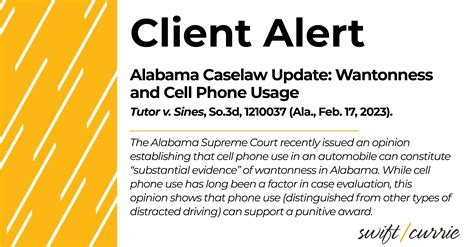 Alabama Caselaw Update Wantonness And Cell Phone Usage Swift Currie