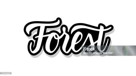 디자인 일러스트 개념에 대 한 숲 서 예 템플릿 텍스트입니다 필기 레터링 제목 벡터 단어 흰색 고립 된 배경 광고에 대한 스톡 벡터 아트 및 기타 이미지 Istock