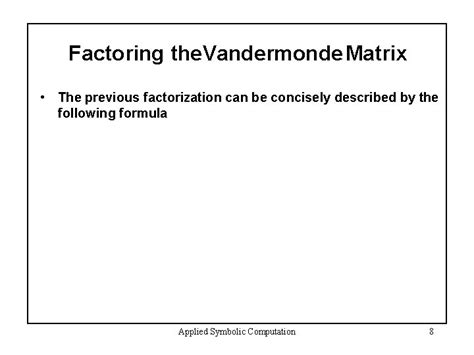 Applied Symbolic Computation Cs 300 The Fast Fourier