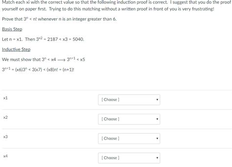 Solved Match Each Xi With The Correct Value So That The Chegg Com
