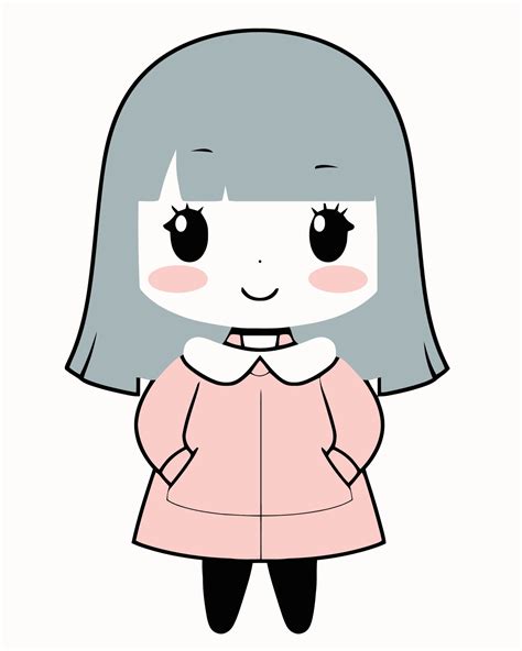 Chibi Grey Haired Girl 24226423 Vector Art At Vecteezy
