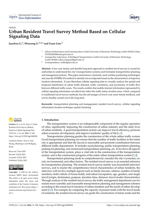 Pdf Urban Resident Travel Survey Method Based On Cellular Signaling Data