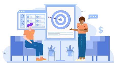 Premium Vector Two Person Are Discussions About Project Targets And