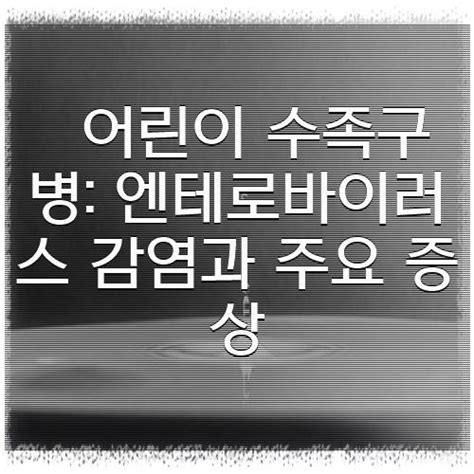 어린이 수족구병 엔테로바이러스 감염과 주요 증상