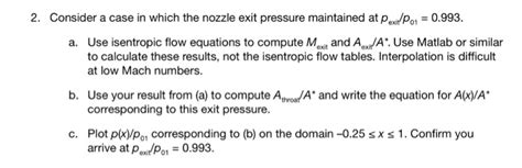 this homework concerns an quasi 1d nozzle with a