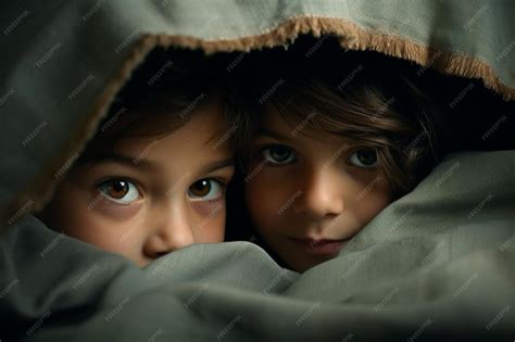 Brother And Sister Playing A Game Of Hide And Seek Brother Sister