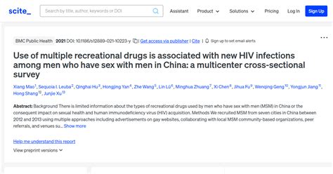 Use Of Multiple Recreational Drugs Is Associated With New Hiv Infections Among Men Who Have Sex