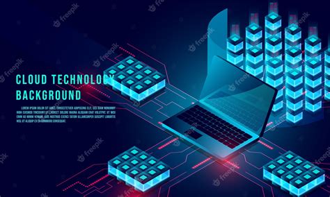 Premium Vector Laptop Analysis Processing Cloud Services Concept File Backup Isometric Vector