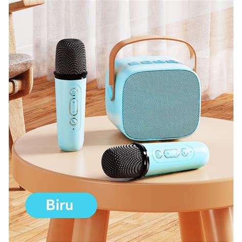 Jual Spyong Mini Speaker Karaoke Bluetooth Microphone Speaker Mic Wireless Rumah Dua Mikrofon