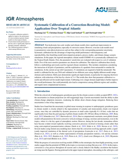 Pdf Systematic Calibration Of A Convection‐resolving Model Application Over Tropical Atlantic
