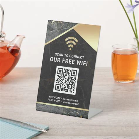 Stylish Personalized Qr Code Wifi Network Password Pedestal Sign Zazzle