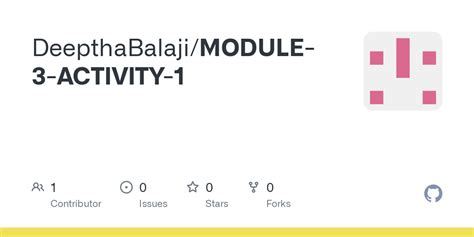 Github Deepthabalajimodule 3 Activity 1