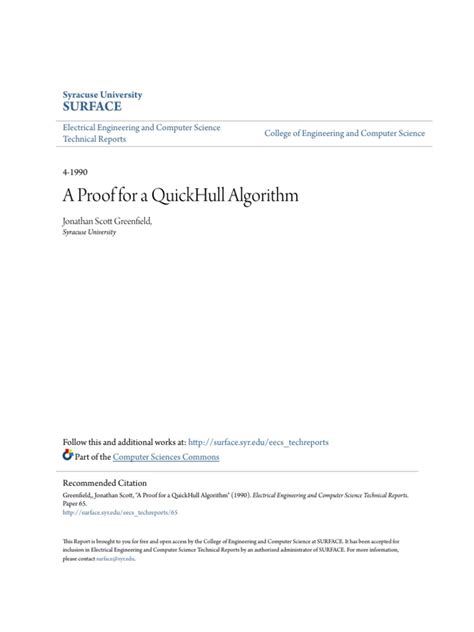 A Proof For A Quickhull Algorithm Pdf Computational Complexity