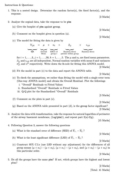 1 This Is A Nested Design Determine The Random
