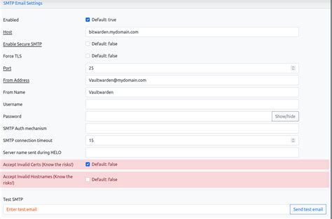 smtp sending mail error help vaultwarden forum formerly bitwarden rs