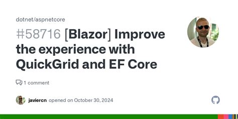 Blazor Improve The Experience With Quickgrid And Ef Core · Issue 58716 · Dotnetaspnetcore