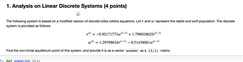 Solved 1 Analysis On Linear Discrete Systems 4 Points The
