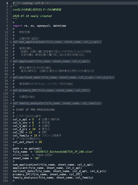 Python csvの前処理 英究特許ライブラリ