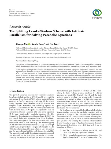 Pdf The Splitting Cranknicolson Scheme With Intrinsic Parallelism