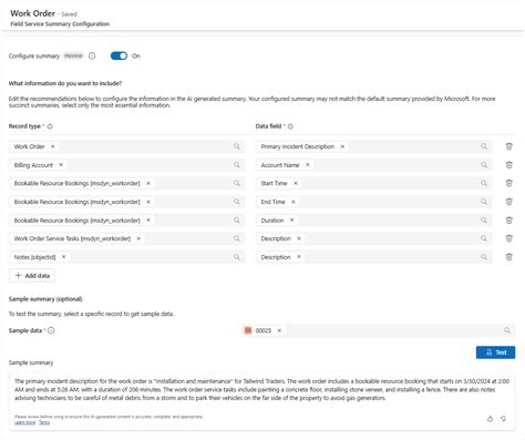 Work Order Summary With Copilot In Field Service Dynamics 365 Field