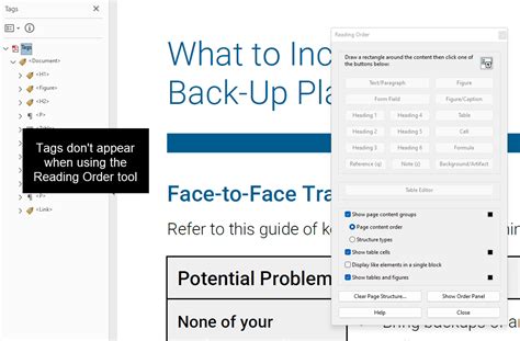 Help Reading Order Tool Is Not Picking Up My Tag Adobe Product