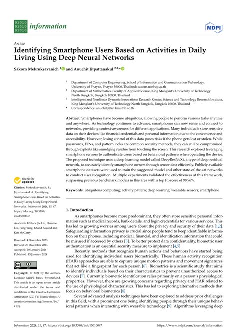 Pdf Identifying Smartphone Users Based On Activities In Daily Living Using Deep Neural Networks