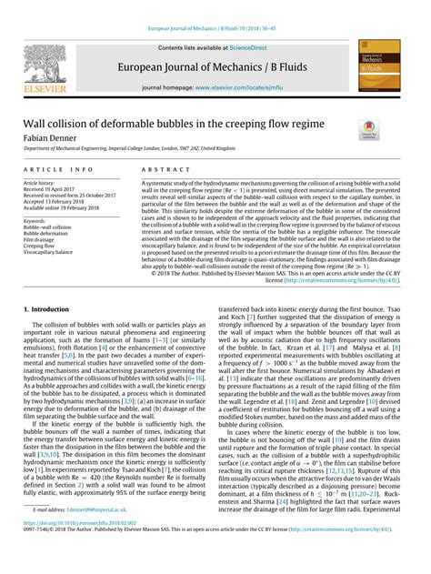 Pdf Wall Collision Of Deformable Bubbles In The Creeping Flow Regime
