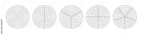 Polar Grid Concentric Circles And Steps Blank Vector Polar Graph Paper Radar Circular Graph