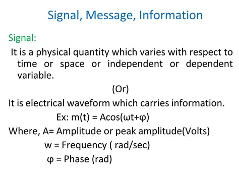 Basic Introduction To Analog Communication Ppt
