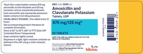 Rx Item Amoxicillin Pot Clavulanate Gen Augmentin 875 125 Mg Tab 20