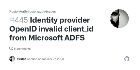 identity provider openid invalid client id from microsoft adfs · issue