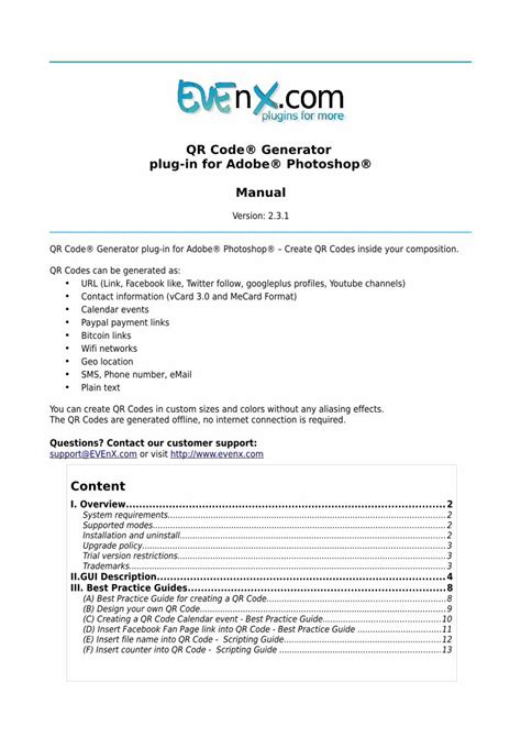 PDF QR Code Generator Plug In For Adobe Photoshop Manual Manual