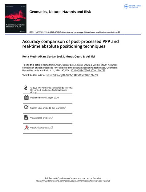 Pdf Accuracy Comparison Of Post Processed Ppp And Real Time Absolute Positioning Techniques