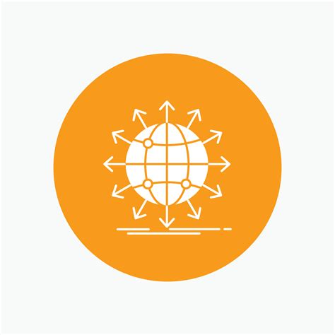 Globe Network Arrow News Worldwide White Glyph Icon In Circle